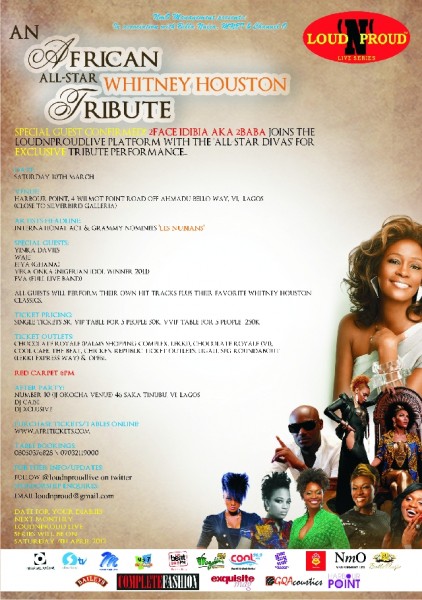 Yinka Davies Waje 2face Eva And Efya To Perform Renditions Of Whitney Houstons Greatest Hits