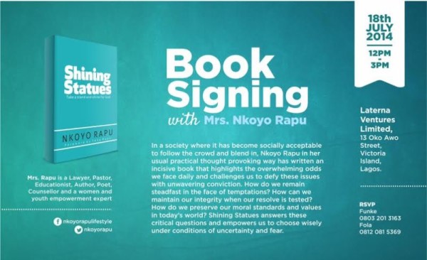 Nkoyo Rapu to Debut New Book "Shining Statues" at Signing in Lagos ...