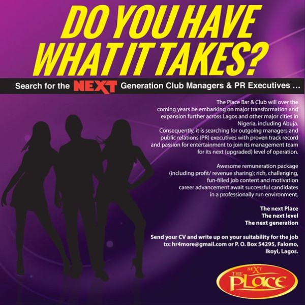 Job Posting: The Place Bar & Night Club is Looking for Club Managers ...
