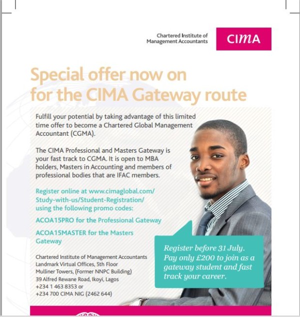 CIMA Offers 50% Discount & Fast Track Route to MBAs, MSC in Accounting ...