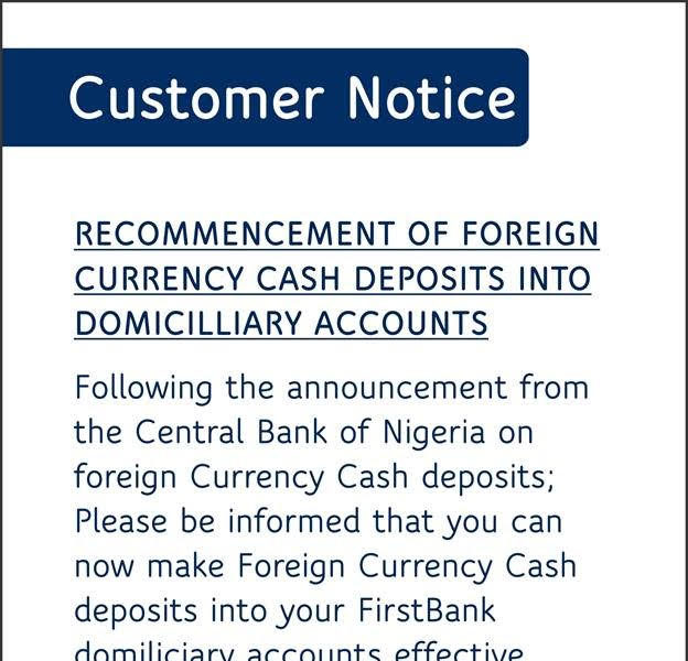 Nigerian Banks resume acceptance of Foreign Currency deposits into ...