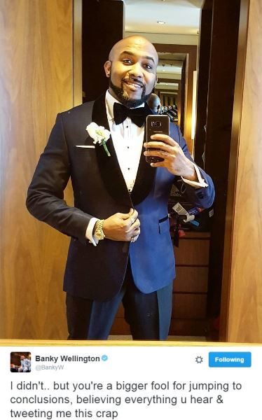 "Don't Jump into Conclusions!" Banky W claps back at Twitter Troll ...