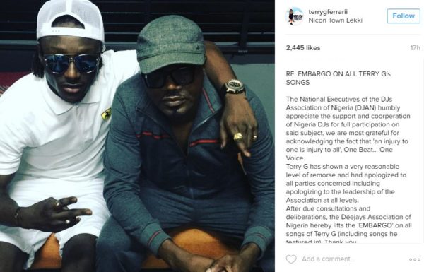 DJs Association of Nigeria (DJAN) Officially Lifts Ban on Terry G After ...