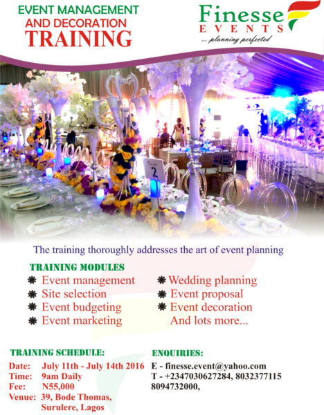 Finesse Events presents " Event Management and Decoration Training ...