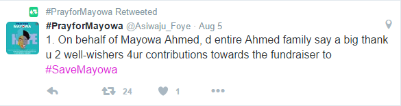 #SaveMayowa Update: Mayowa is set to travel to UAE for Treatment ...