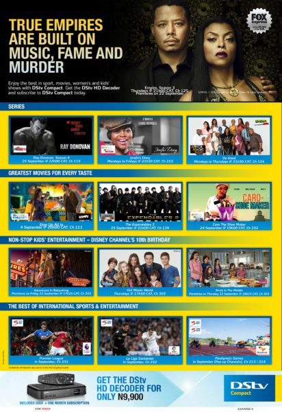Enjoy a big bouquet of Entertainment this September with DStv Compact ...