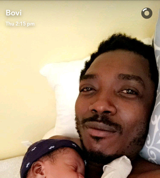 Daddy Duties! Check out this Photo of Bovi and his Son | BellaNaija