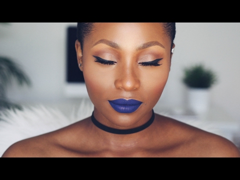 Feeling Bold? Watch Dimma Umeh's daring Blue lips & Bold Liner Makeup tutorial | BellaNaija