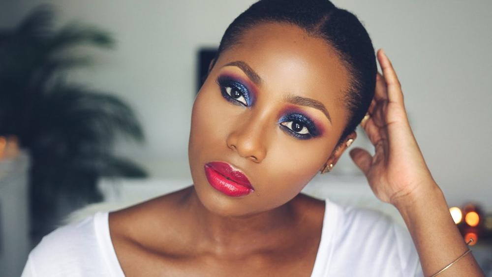 Dimma Umeh Loves to Sparkle! Get this Blue Glitter Makeup Look on BN Beauty | BellaNaija