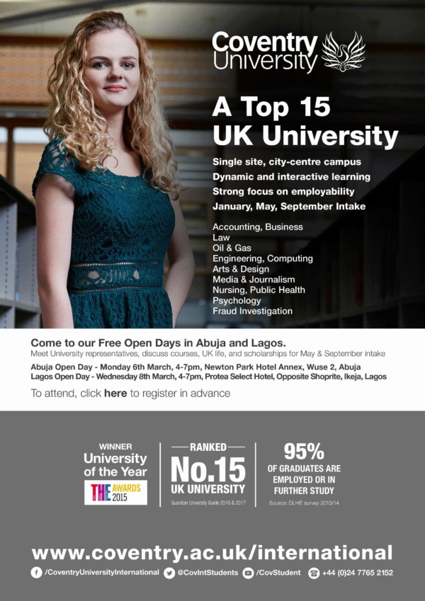 Meet with Representatives of Coventry University at its March Open Day ...