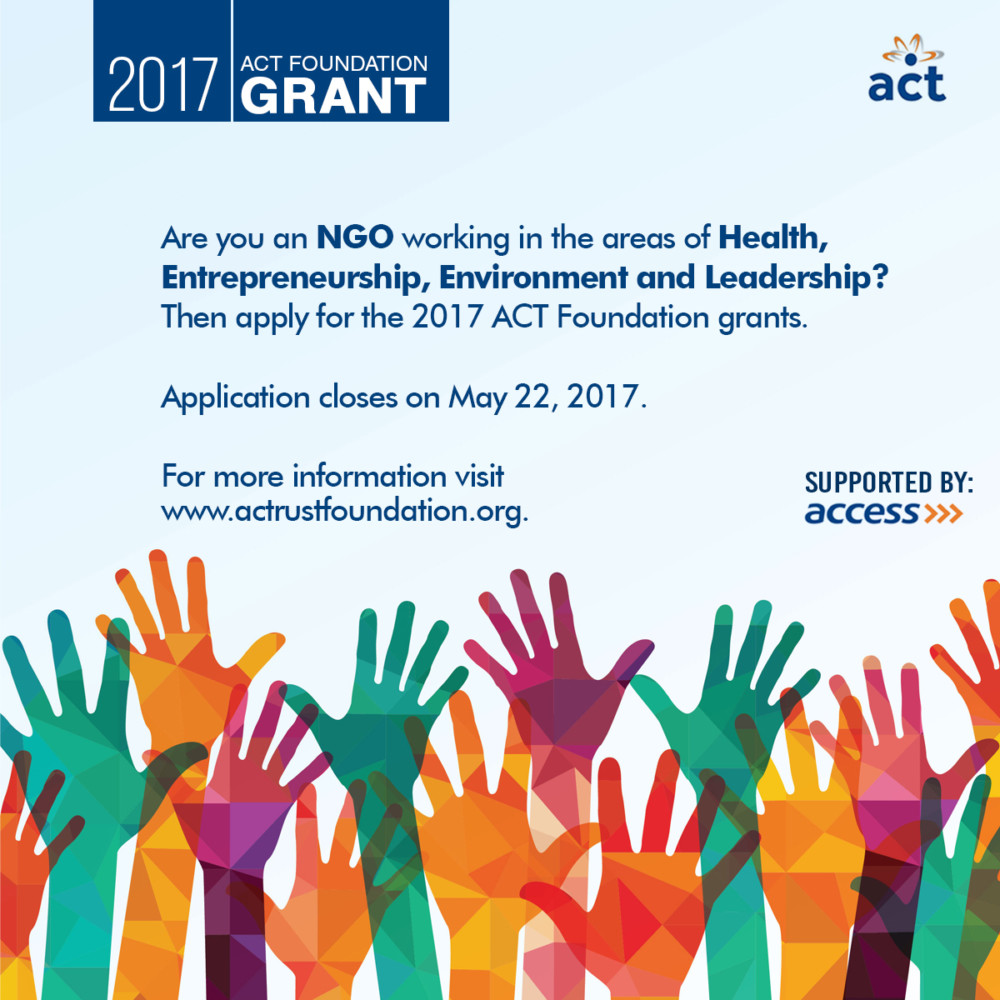The 2017 ACT Foundation Grant is Open for Applications from NGOs in ...