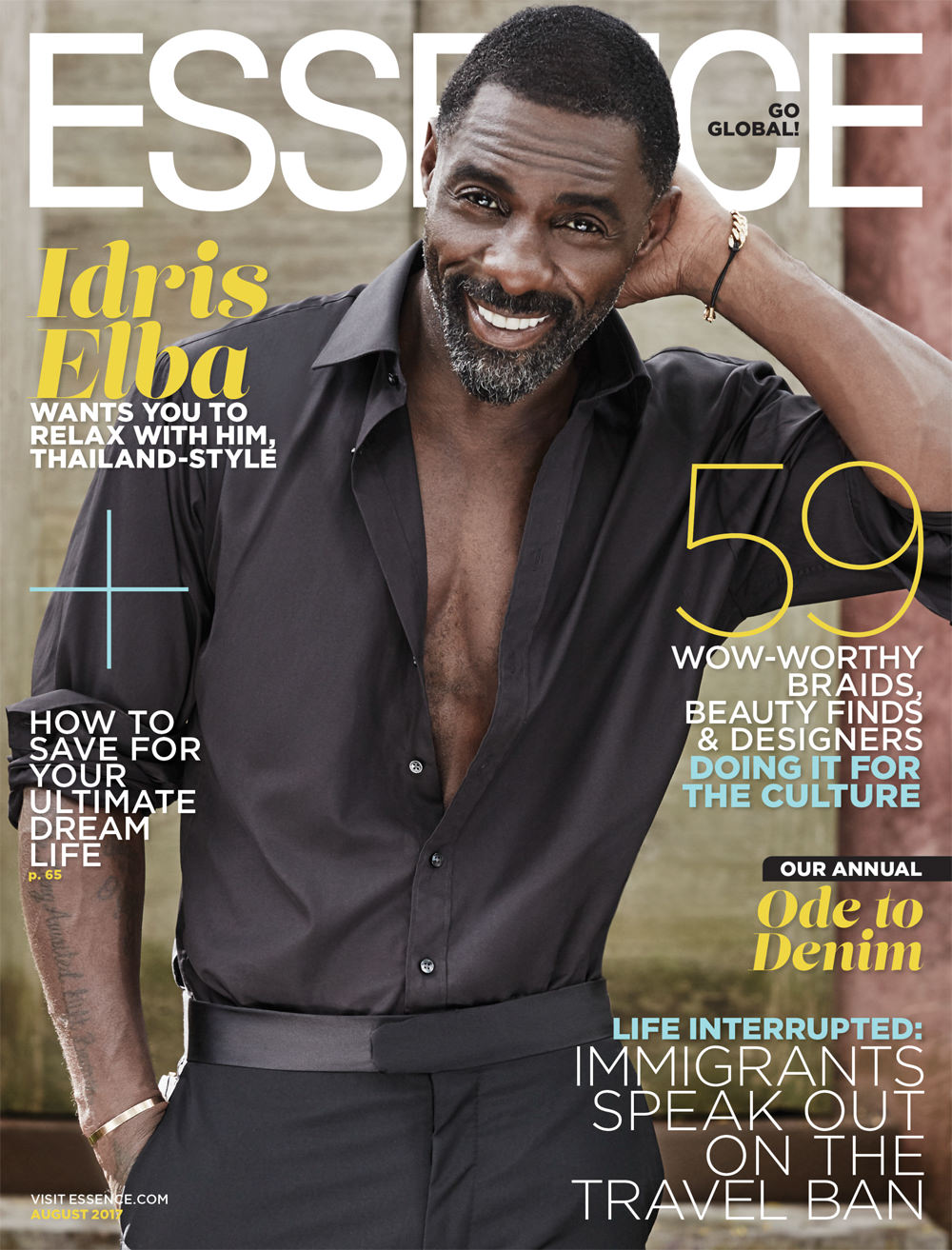 Idris Elba covers Essence Magazine August 2017 Edition