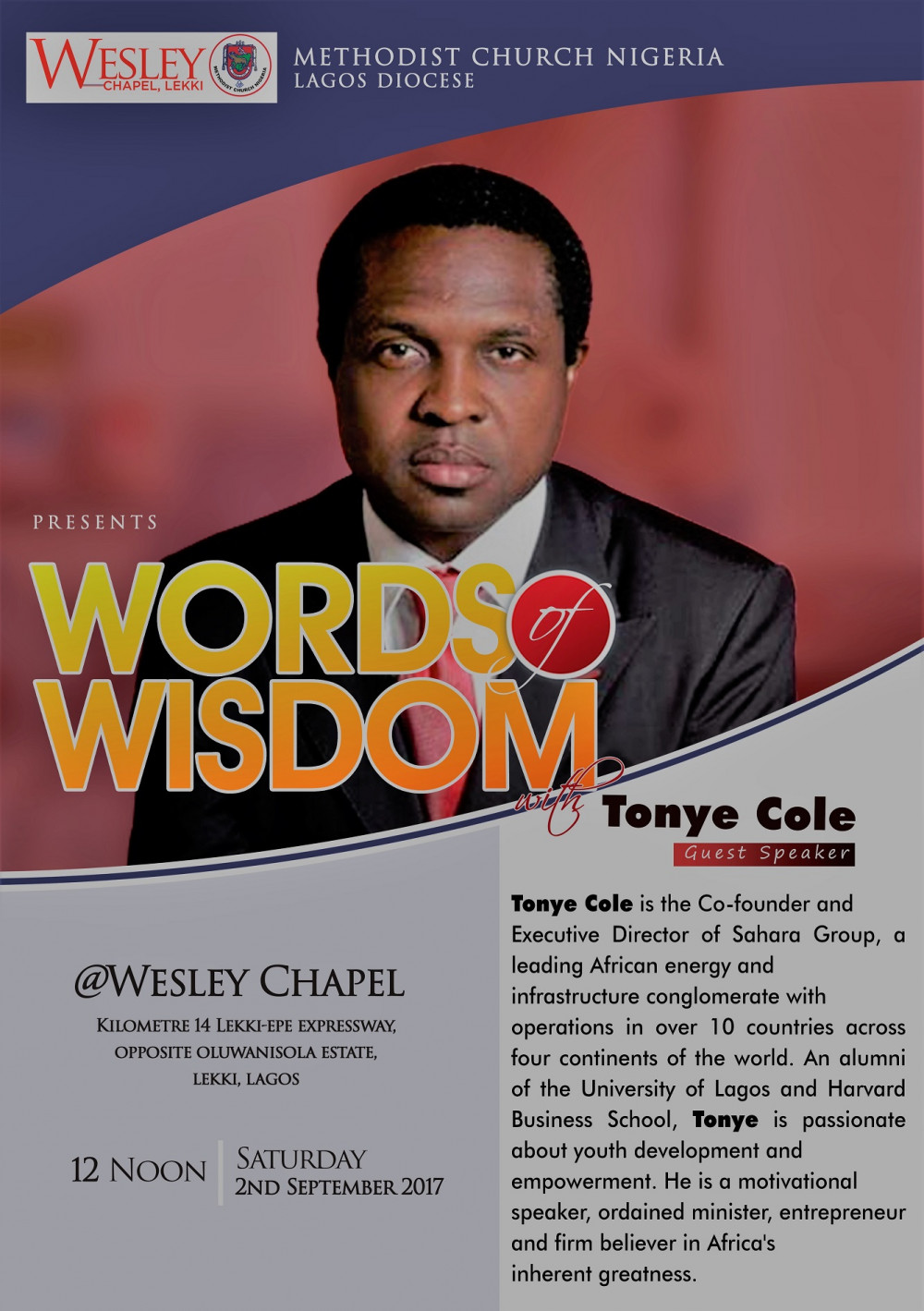 Wesley Chapel Presents Words of Wisdom with Tonye Cole - A Mentorship ...