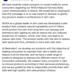 Nivea responds to Backlash over Billboard with tagline "For visibly ...