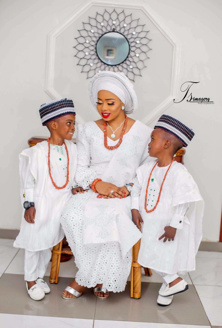 A Royal Affair! Olori Olaitan of Oyo & her boys look Elegant in White ...