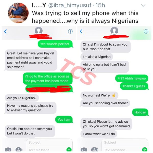 Nigerian Scammer refuses to Scam Fellow Countryman - BellaNaija