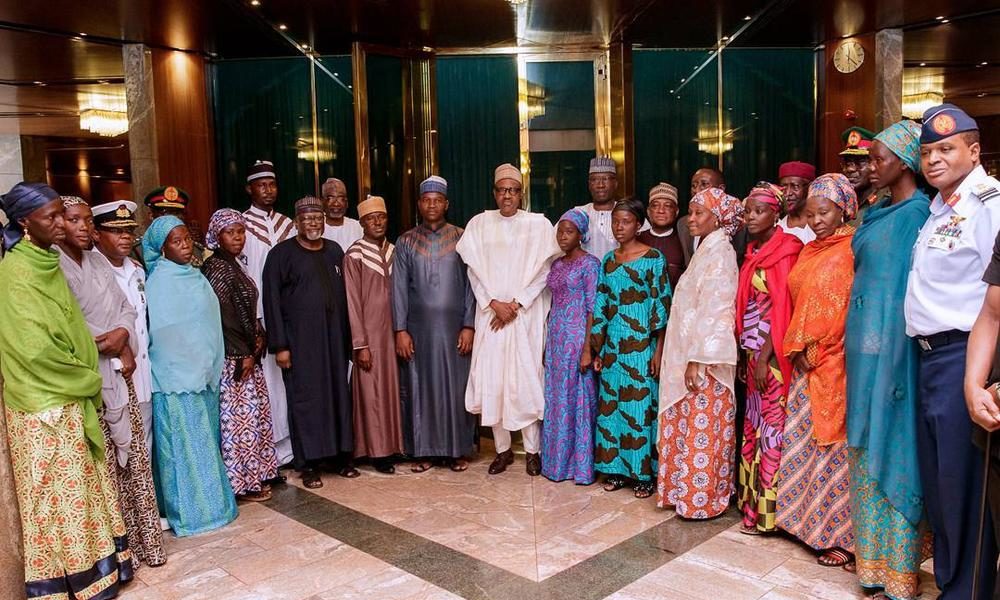 President Buhari hosts rescued UNIMAID Lecturers & Police Officers ...