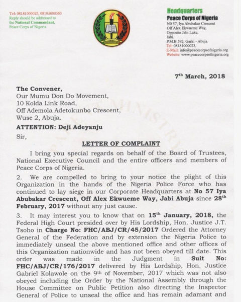 Police disobey Court Order, seal Peace Corps Offices | BellaNaija