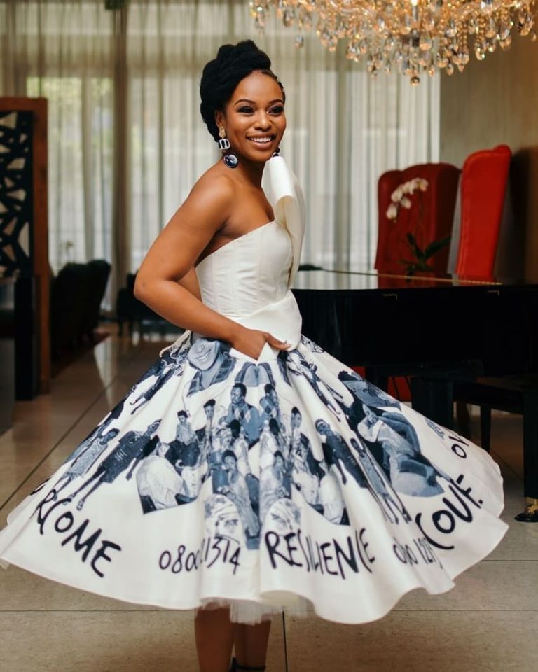 Nomzamo Mbatha makes a Powerful Statement in Dress with photos of late ...
