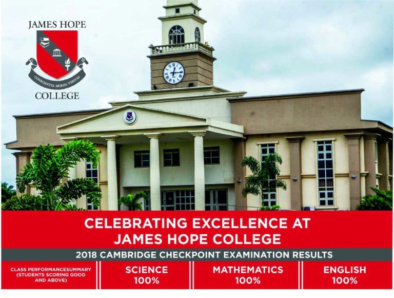 James Hope College records 100% In Mathematics, Science, English ...