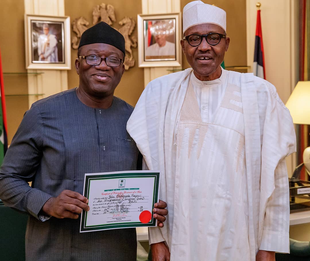 #EkitiDecides2018: President Buhari hosts Kayode Fayemi in Aso Rock ...