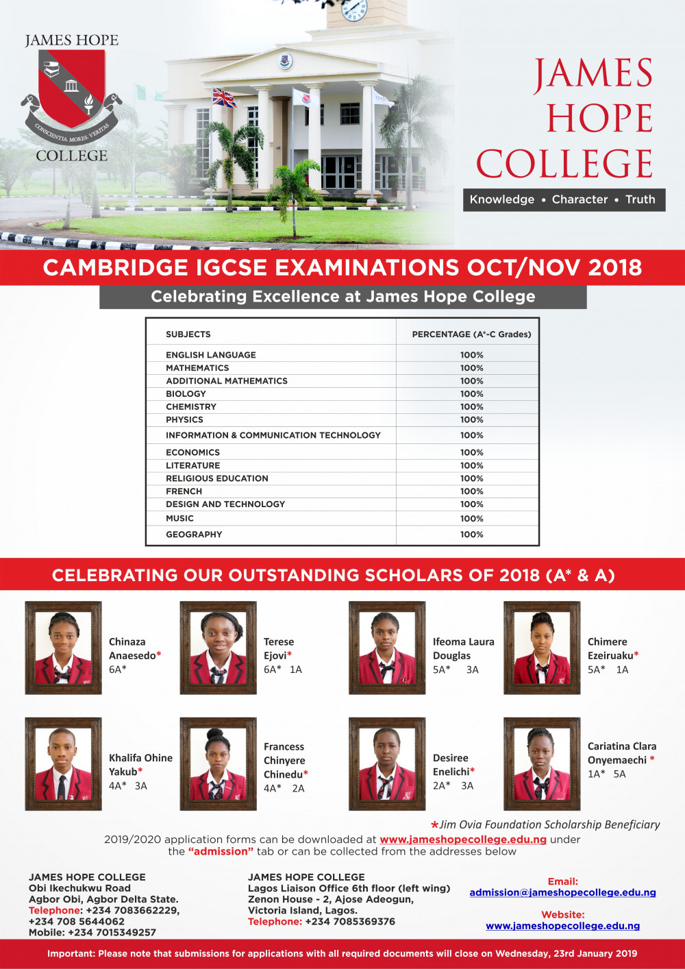 James Hope College records Excellence in the Cambridge IGCSE Results ...