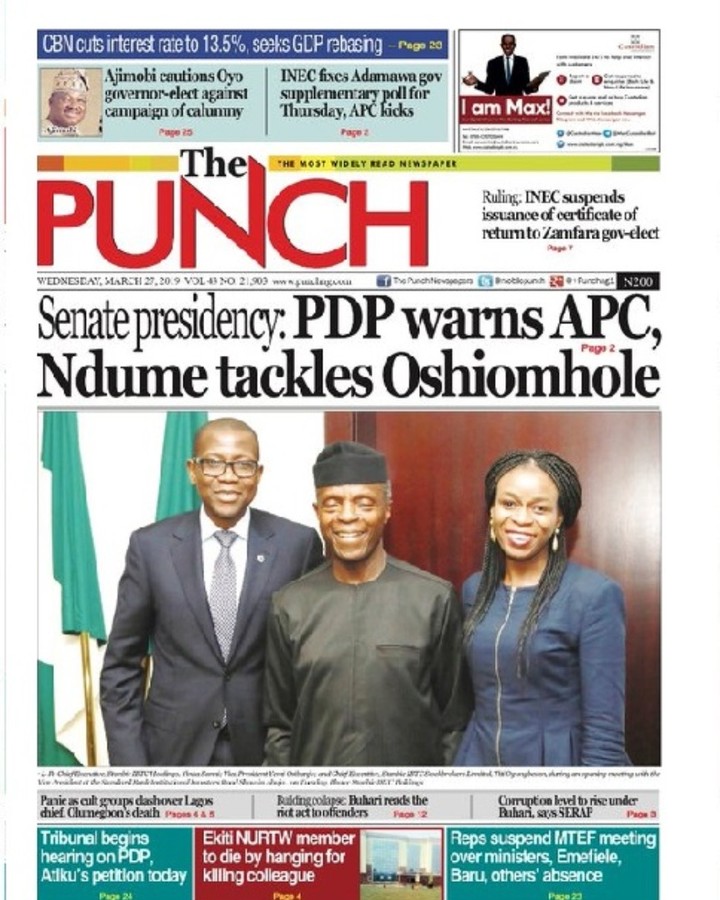 Newspaper Headlines - March 27, 2019 | BellaNaija