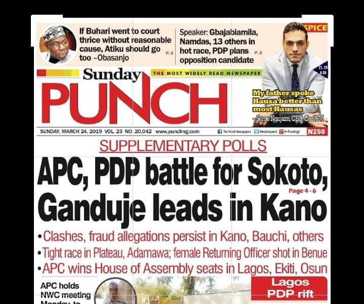 Newspaper Headlines - March 24, 2019 | BellaNaija