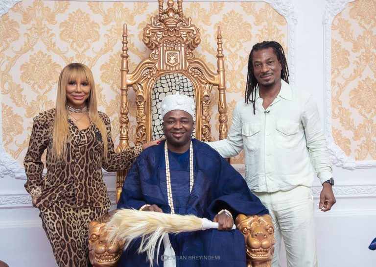 Tamar Braxton and Boyfriend David Adefeso visit Oba Elegushi of Ikate ...