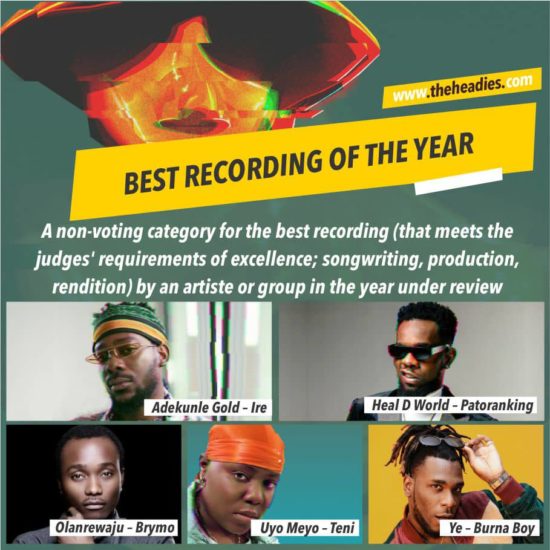 See the Full List of Nominees for The Headies 2019 | BellaNaija
