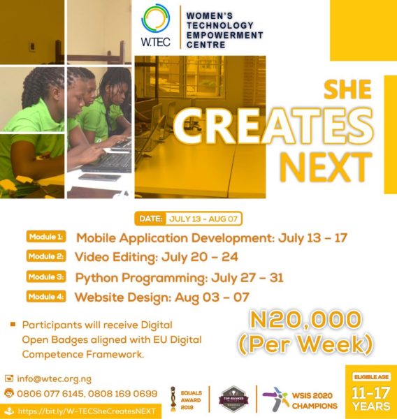 You Should Sign Your Girl-Child up for W.TEC's She Creates Next - 2020 ...