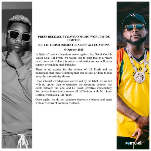Davido's Record Label terminates Artist Lil Frosh's Contract over ...