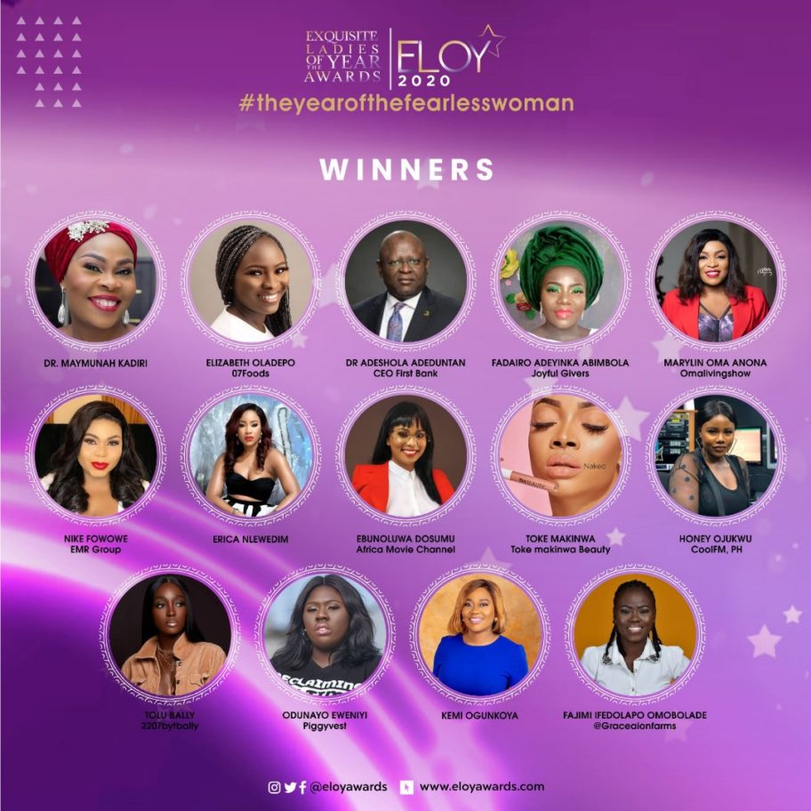 #BBNaija's Erica, Toke Makinwa, Odunayo Eweniyi win at the 2020 ELOY ...