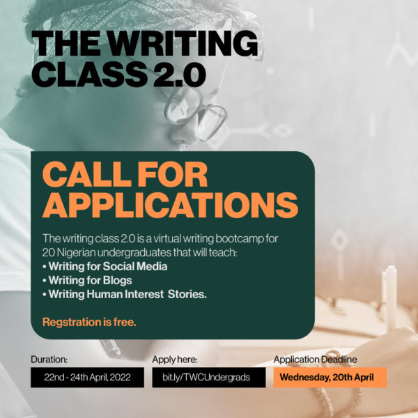 You can be One of the 20 Undergraduates to be Part of the Writing Class ...