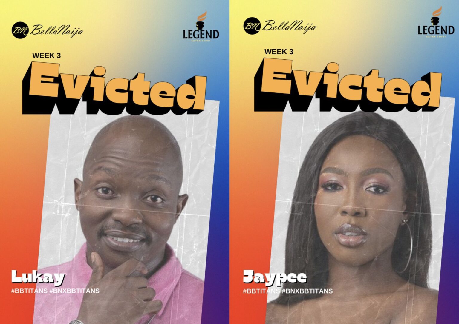 Lukay and Jaypee Evicted from the #BBTitans Show | BellaNaija