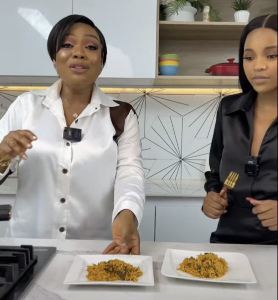 Ify Mogekwu Teams Up with Tsatsii to Cook Native Jollof Rice on 'Ify's Kitchen' | BellaNaija