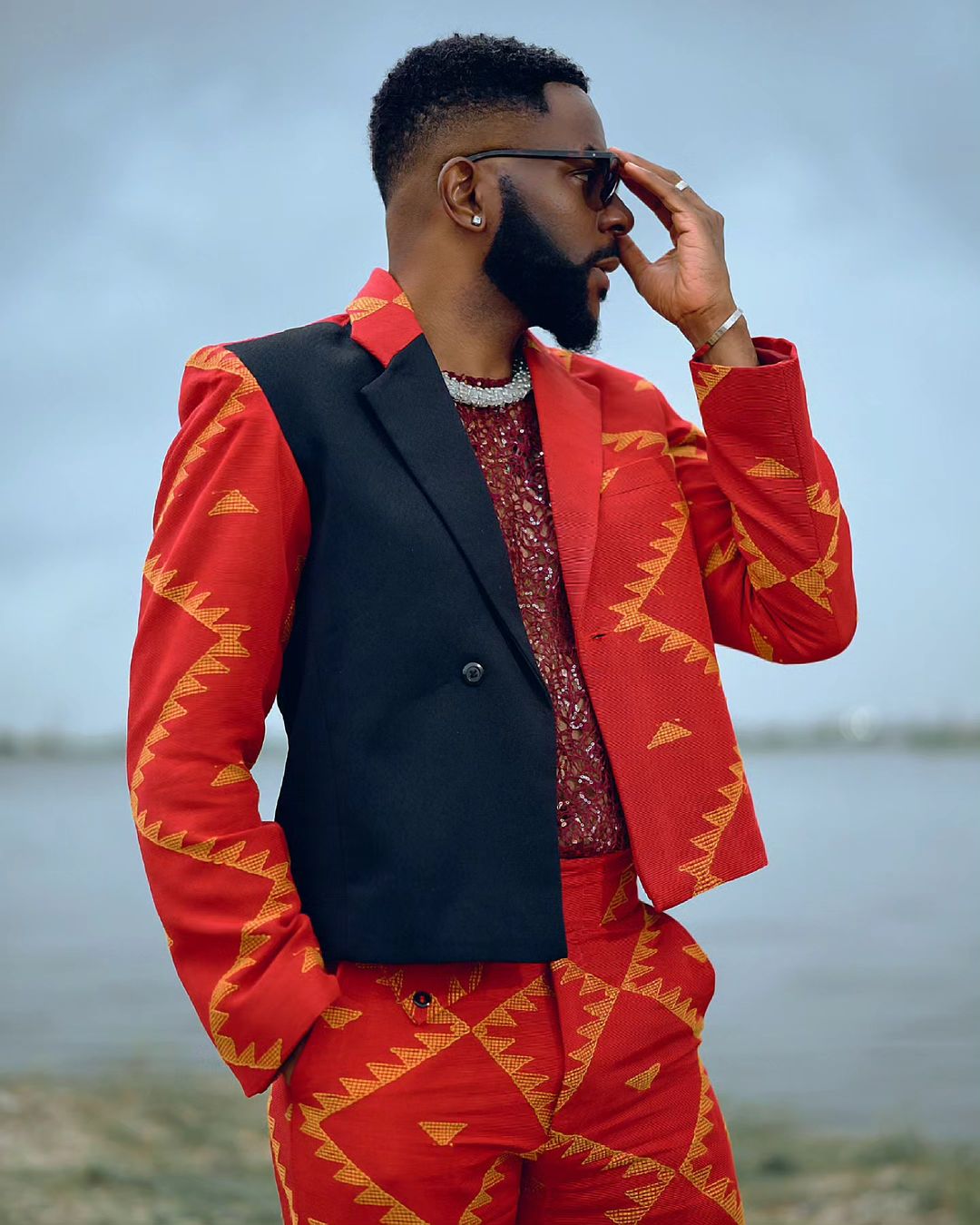 Take A Closer Look At Ebuka Obi-Uchendu's Edgy Red Look For Last Sunday ...